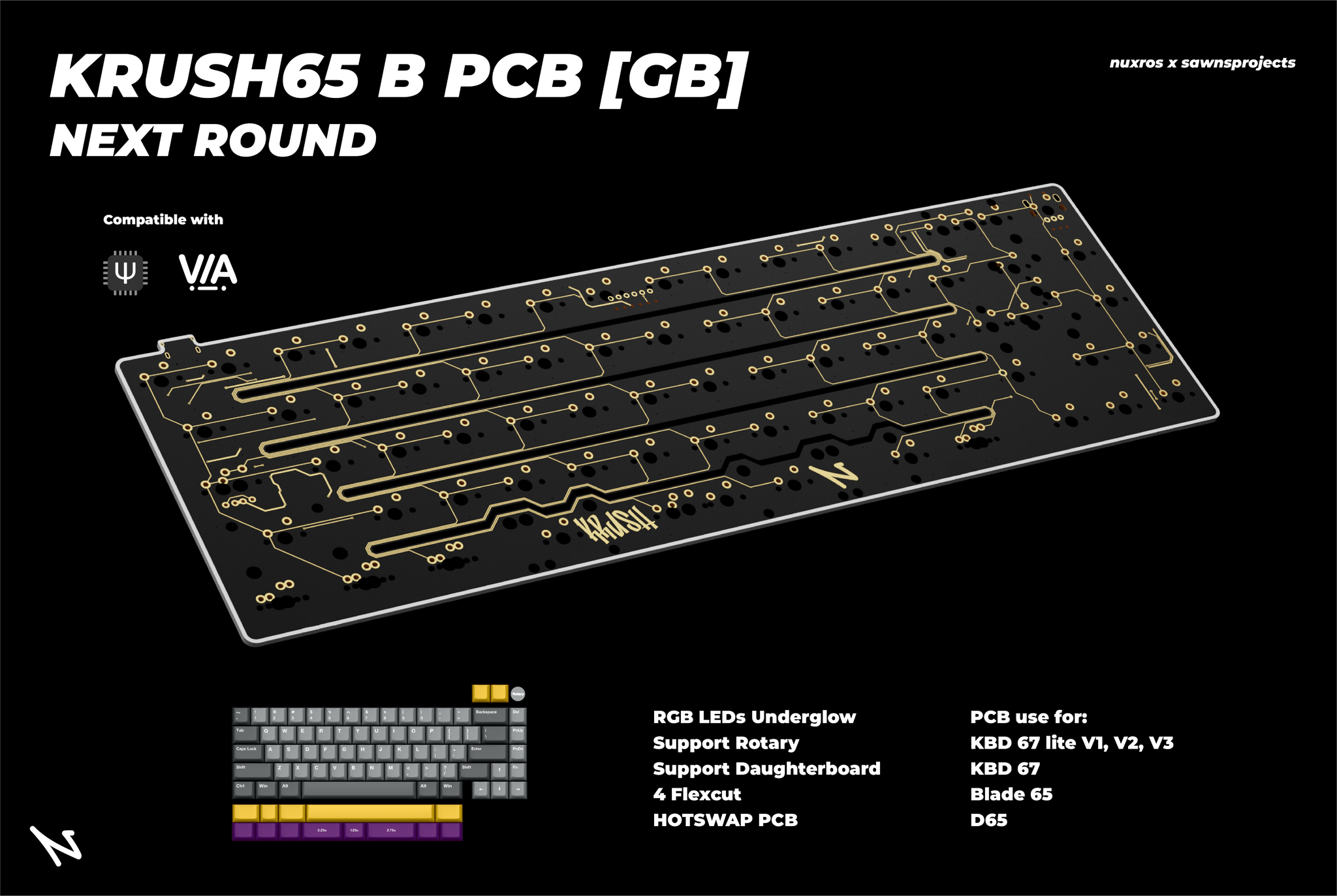 Krush 65 Hotswap PCB – Mechkey.Store